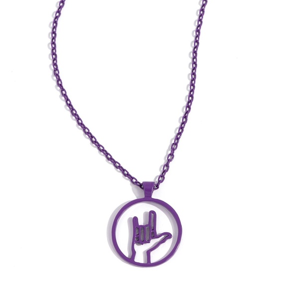 Jewelry | Purple American Sign Language I Love You Necklace | Poshmark